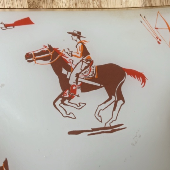 Other | Vintage Brazil 195s Glass Ceiling Light Shade Western Cowboy ...